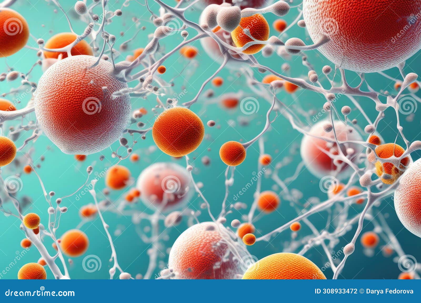 Abstract Organic Cell Structure with Textured Spheres and Network Stock ...