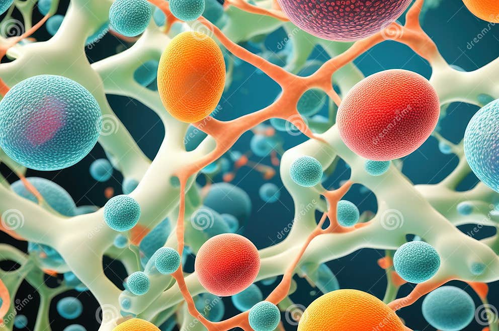 Abstract Organic Cell Structure with Textured Spheres and Network Stock ...