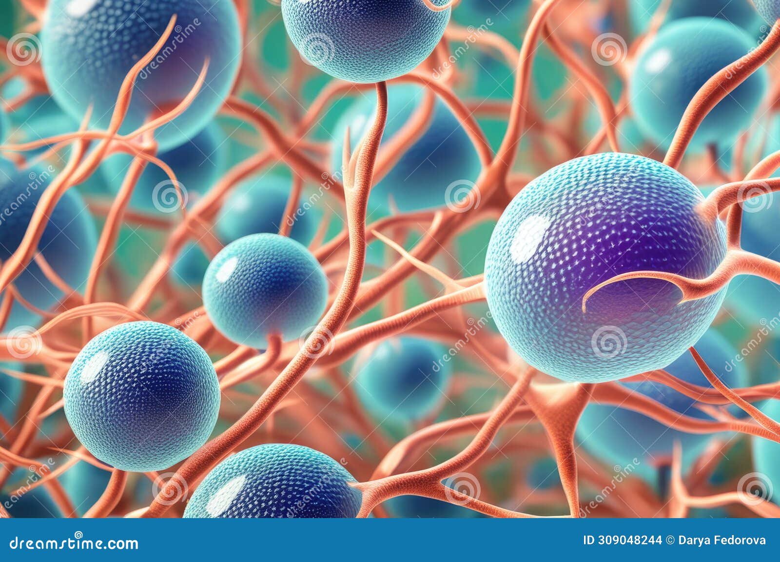 Abstract Organic Cell Structure with Textured Spheres and Network Stock ...