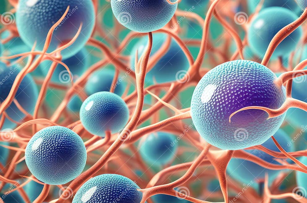Abstract Organic Cell Structure with Textured Spheres and Network Stock ...