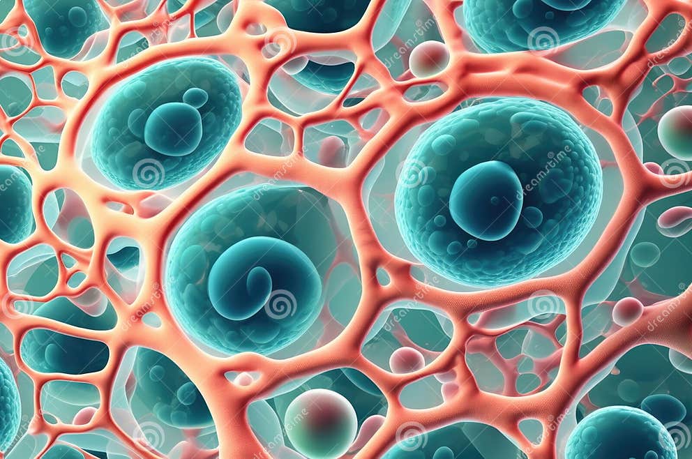 Abstract Organic Cell Structure with Textured Spheres and Network Stock ...