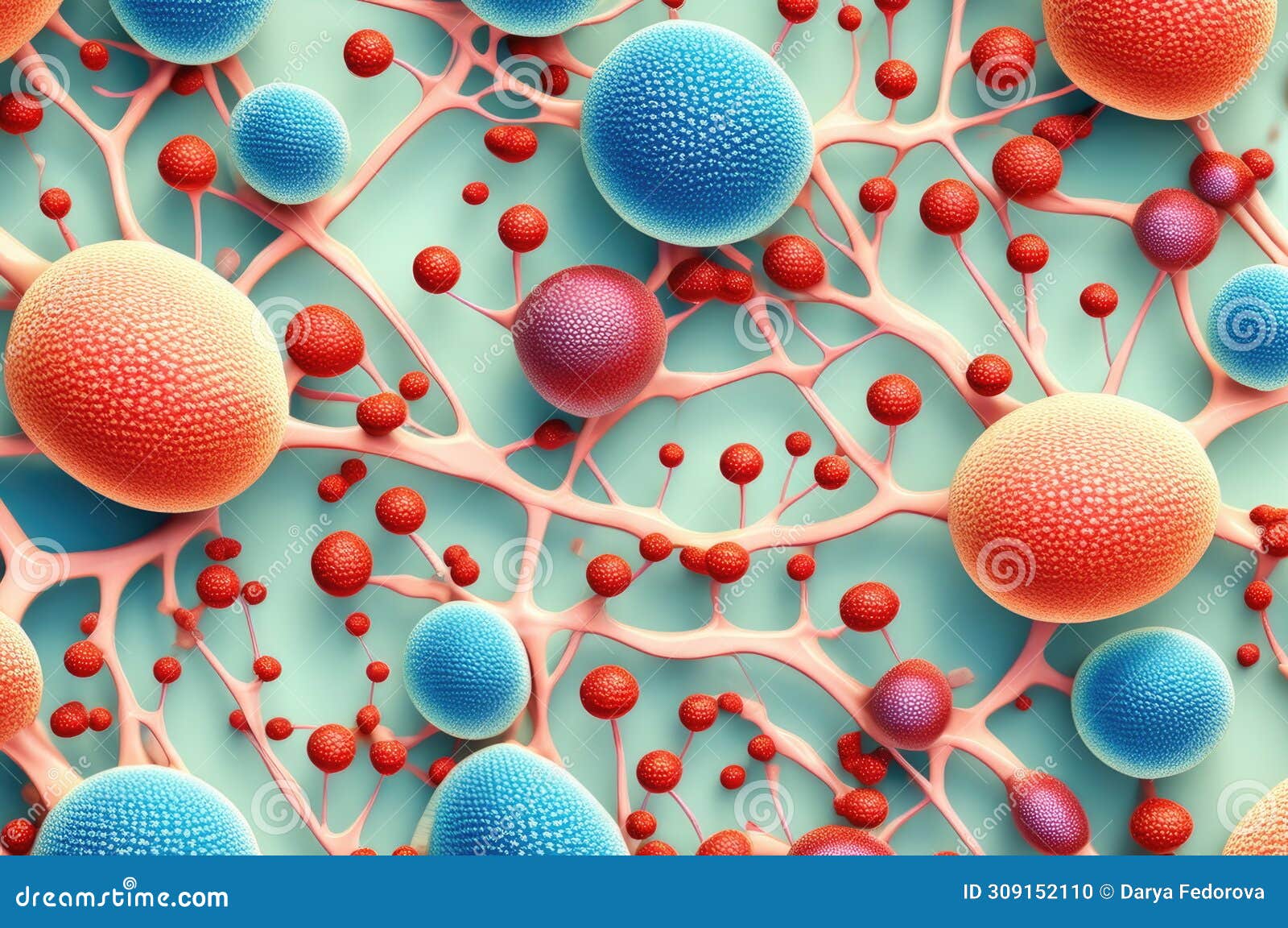 Abstract Organic Cell Structure with Textured Spheres and Network Stock ...