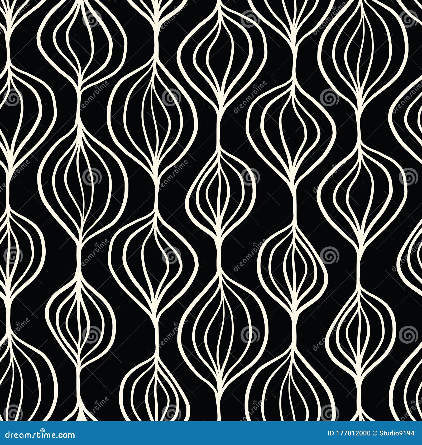 Abstract Organic Ornamental Vertical Floral Vector Pattern ...