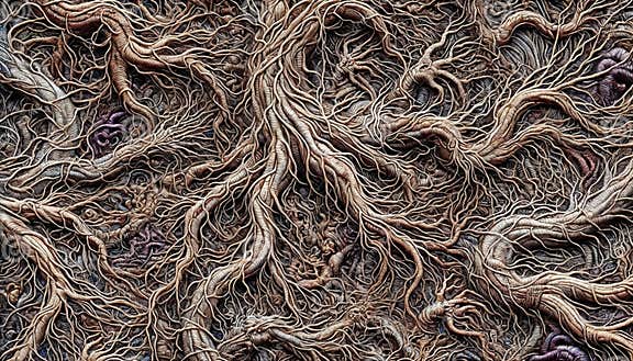 Abstract Organic Roots Pattern with Complex Twists and Textures. AI ...