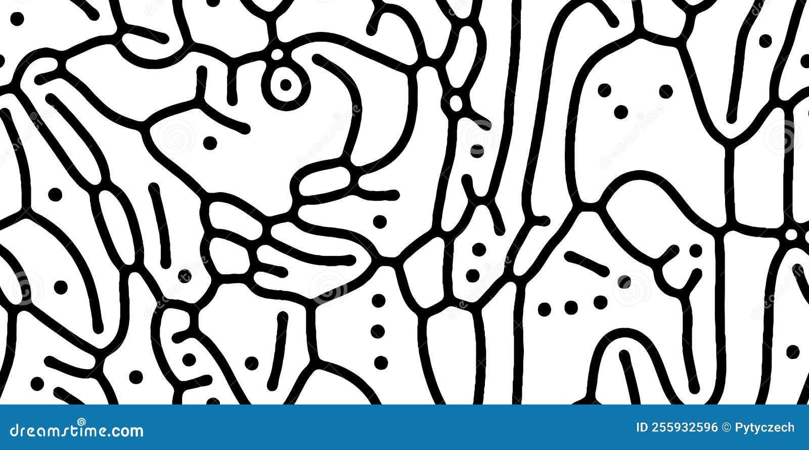 Abstract Organic Seamless Pattern in Black and White Stock Illustration - Illustration of nature ...