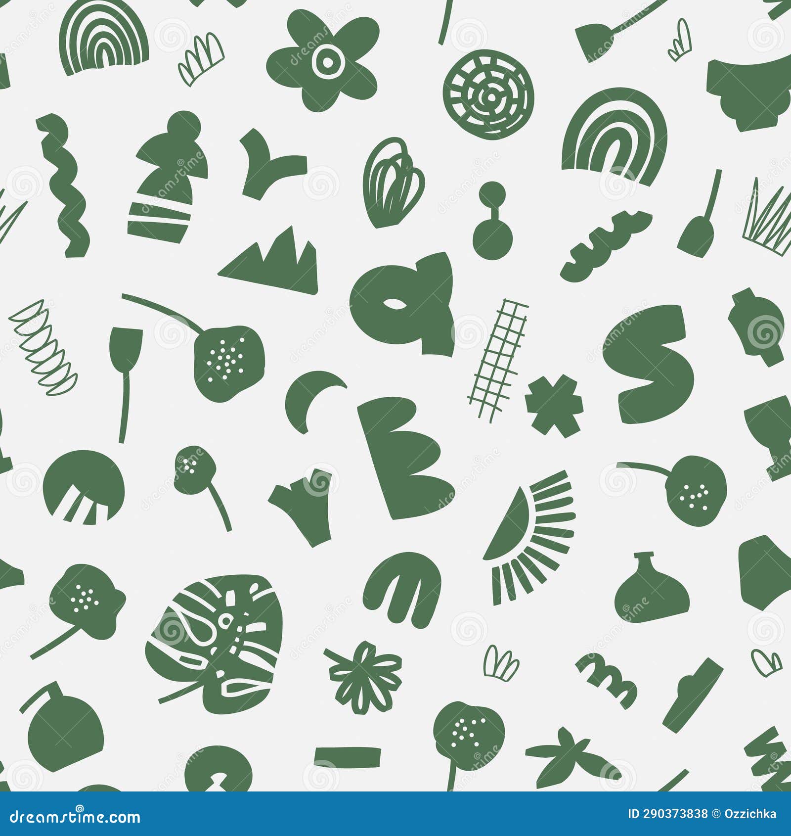 Abstract Organic Shapes Pattern. Vector Seamless Background with Hand ...