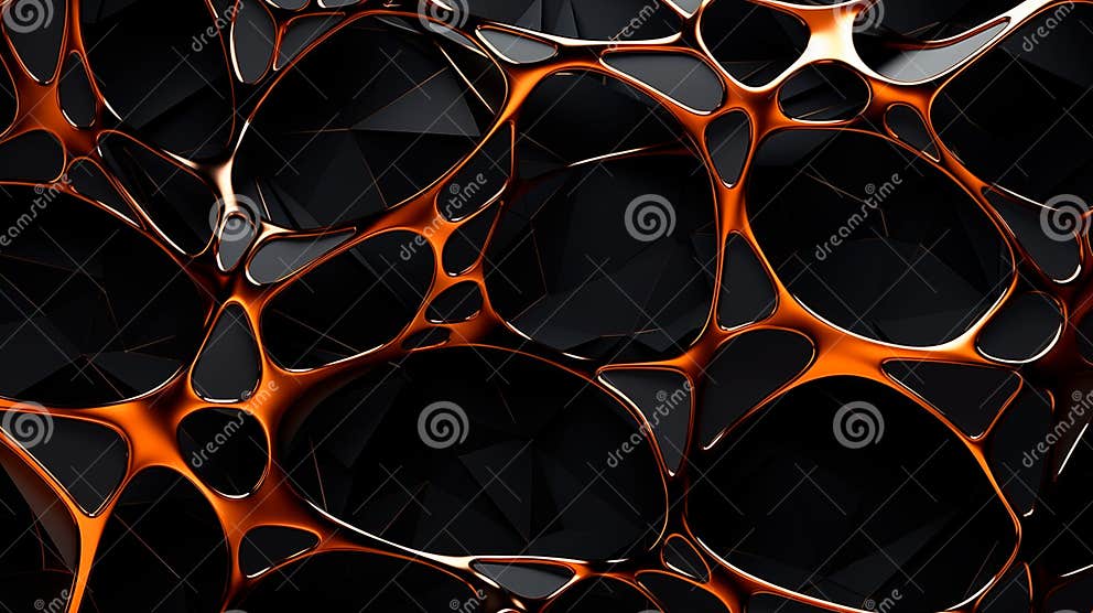 Abstract Organic Structure on Black. Chaotic Structure. 3D Render ...