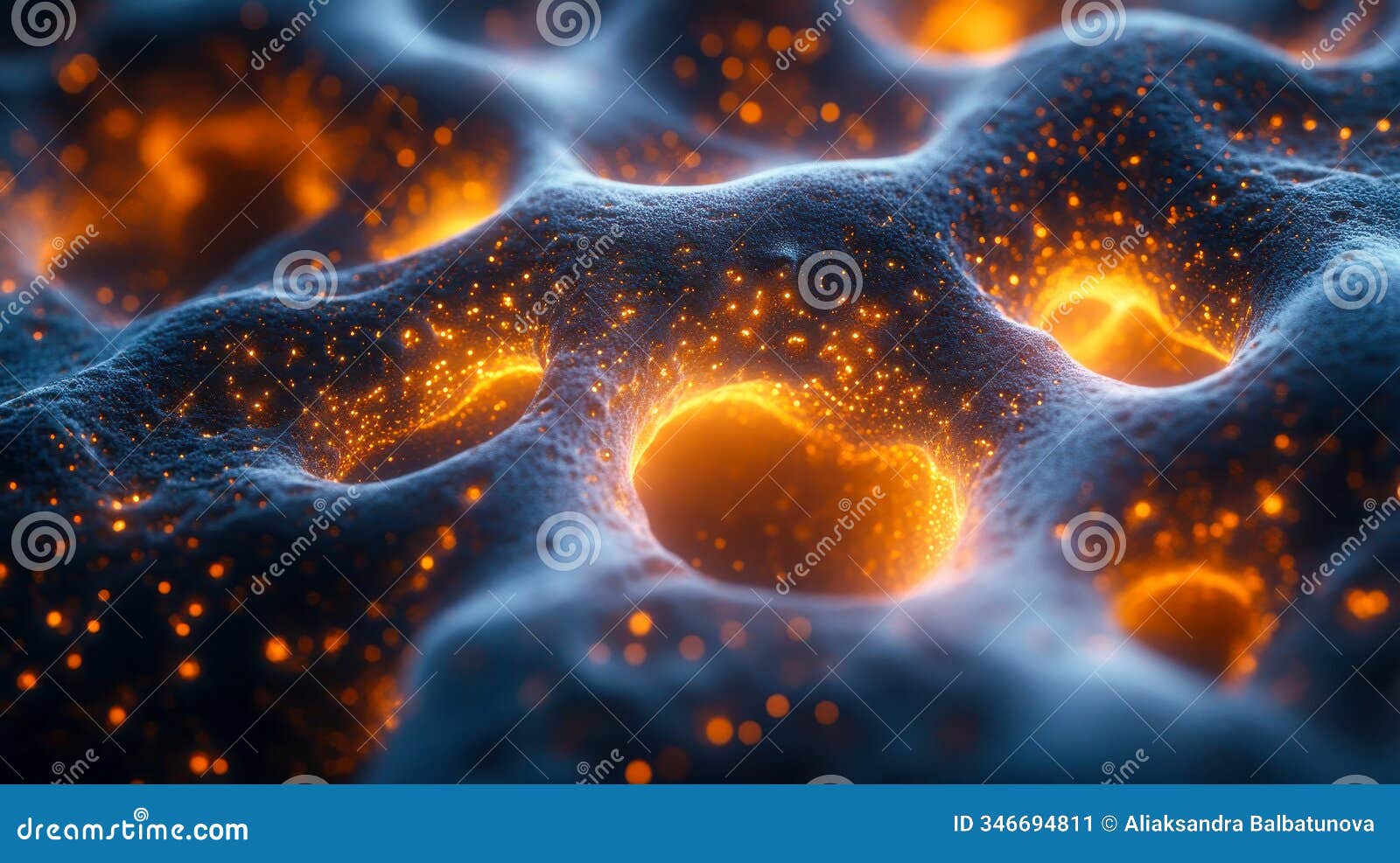 Abstract Organic Structure with Glowing Orange Elements Resembling ...