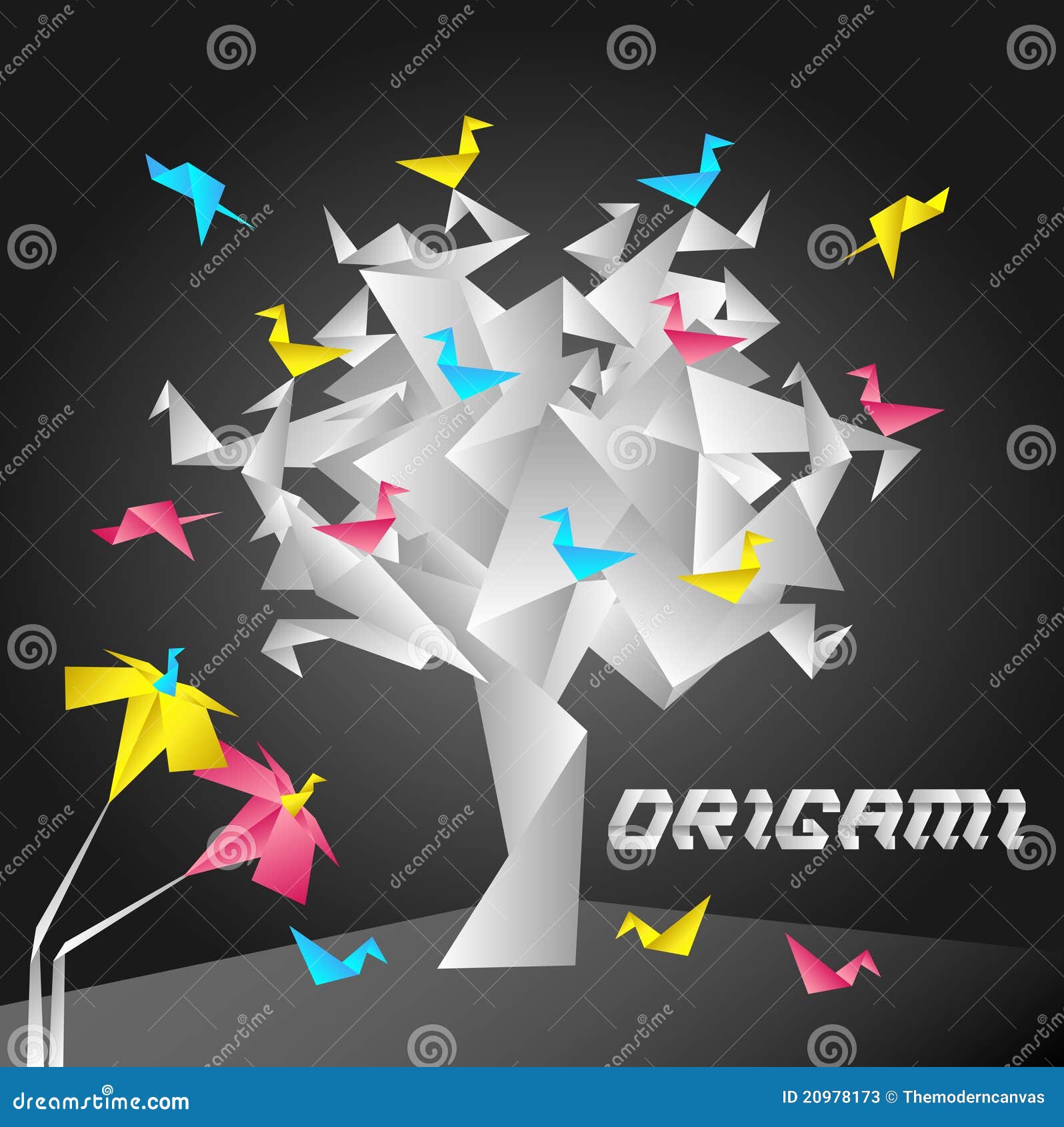 Abstract Origami Tree stock vector. Illustration of spring - 20978173