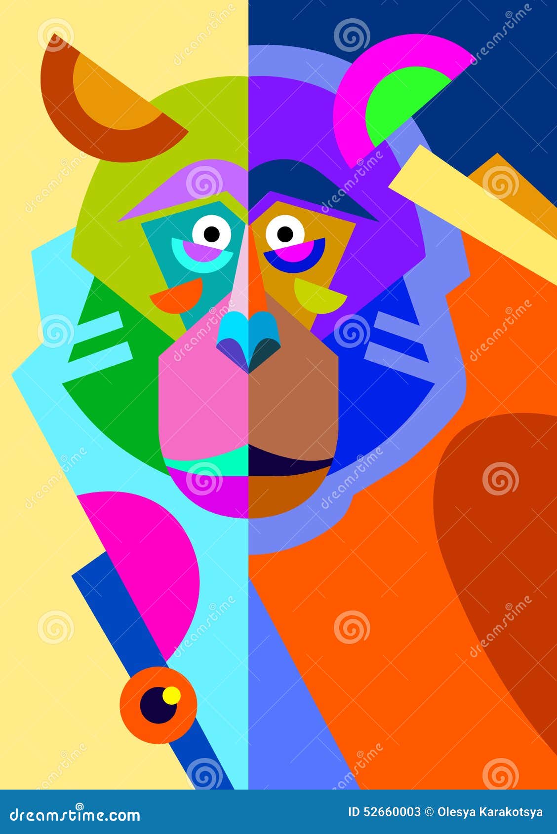 Abstract Original Monkey Drawing in Flat Style and Stock Vector ...