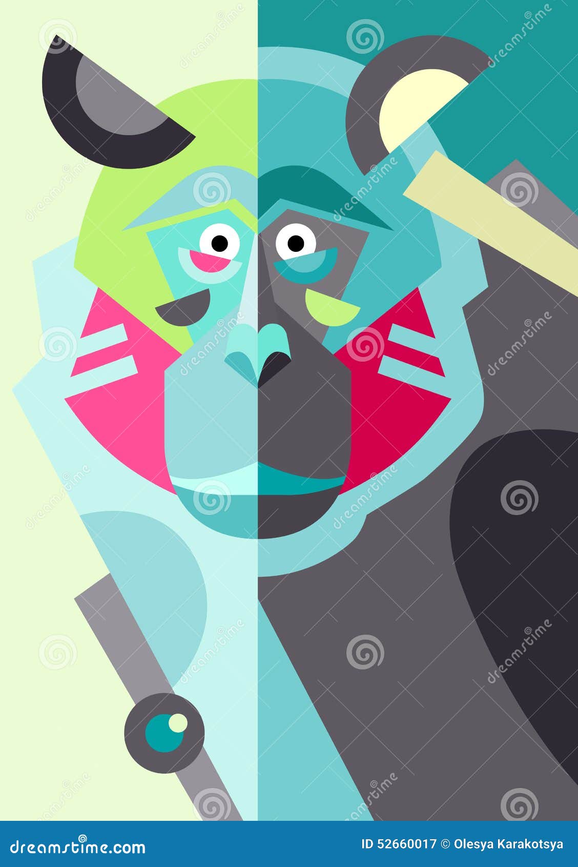 Abstract Original Monkey Drawing in Flat Style and Stock Vector ...