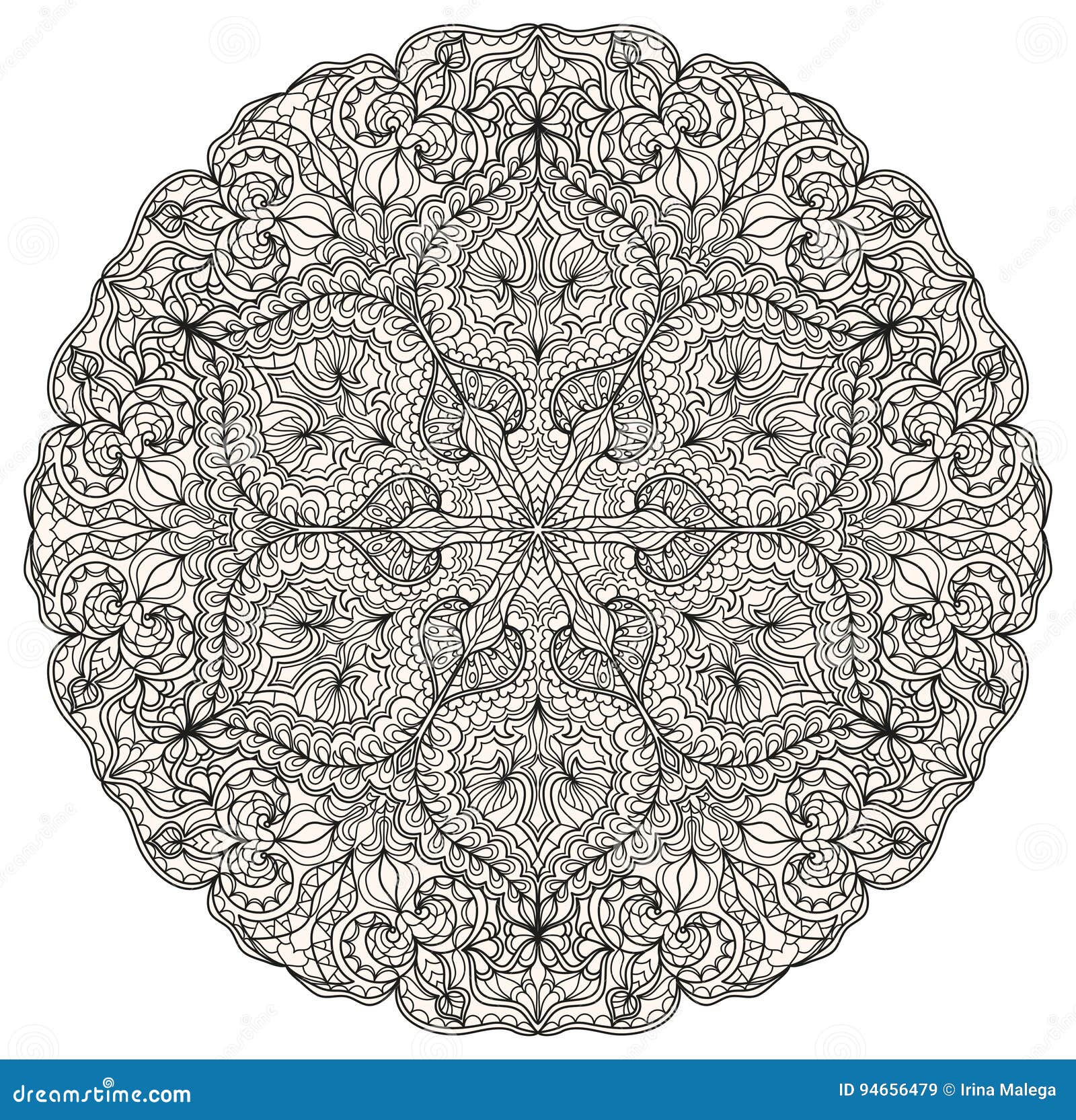 Round Mandala Pattern with Hand-drawn Decorative Elements. Stock Vector ...