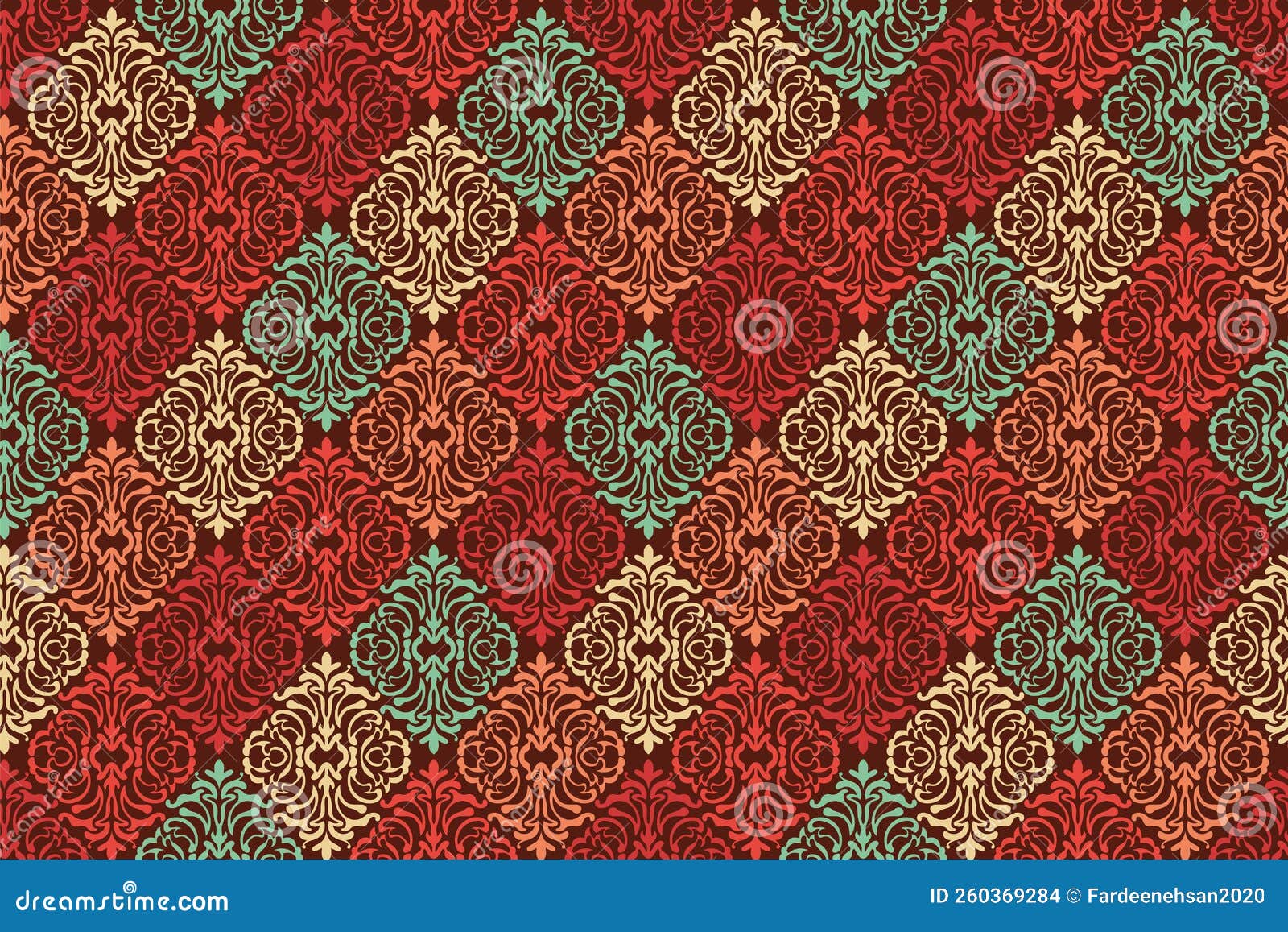 Abstract Ornamental Damask Retro Seamless Pattern Stock Vector ...
