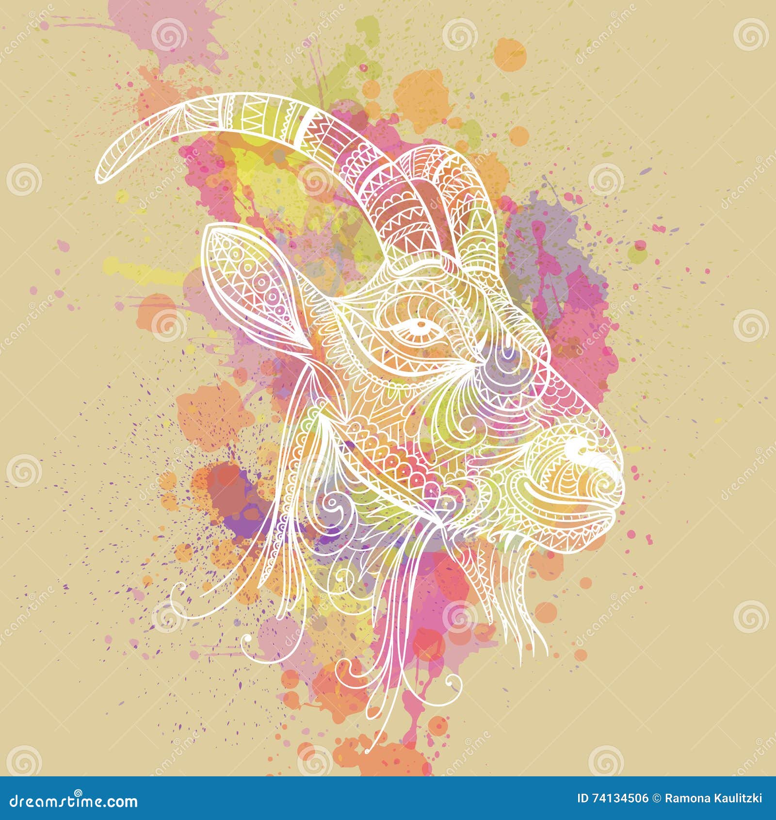 Abstract Ornamental Goat stock illustration. Illustration of oriental ...
