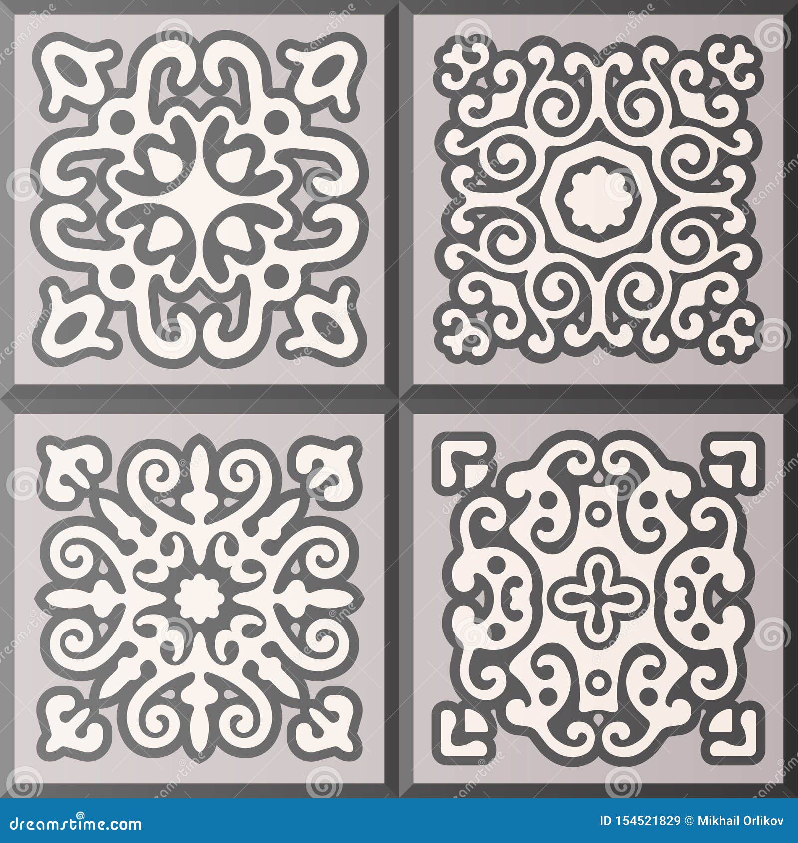 Abstract Ornamental Patterned Tile Collection. Original Vector Set of ...