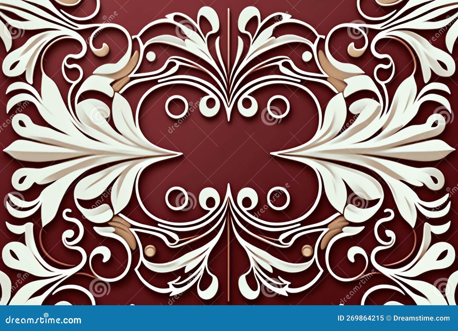 Abstract Ornate Dark Red and White Color Background. Patterned Color ...