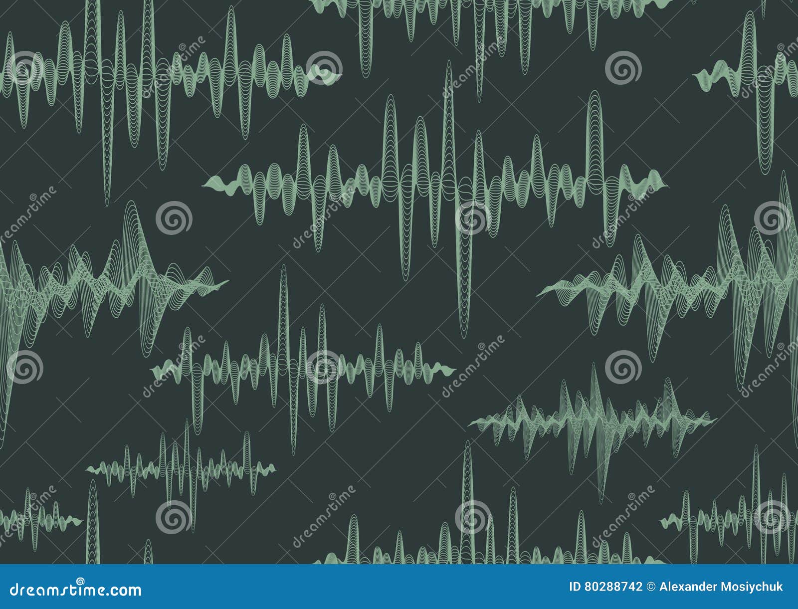 Abstract Ornate Sound Waves Seamless Pattern. Stock Vector ...