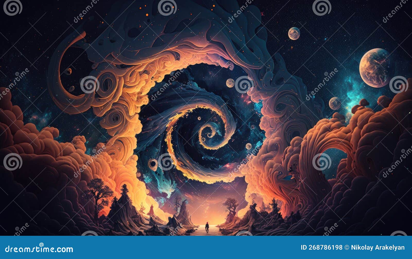 Abstract Outer Space Endless Nebula Galaxy Background, Ai Generative ...