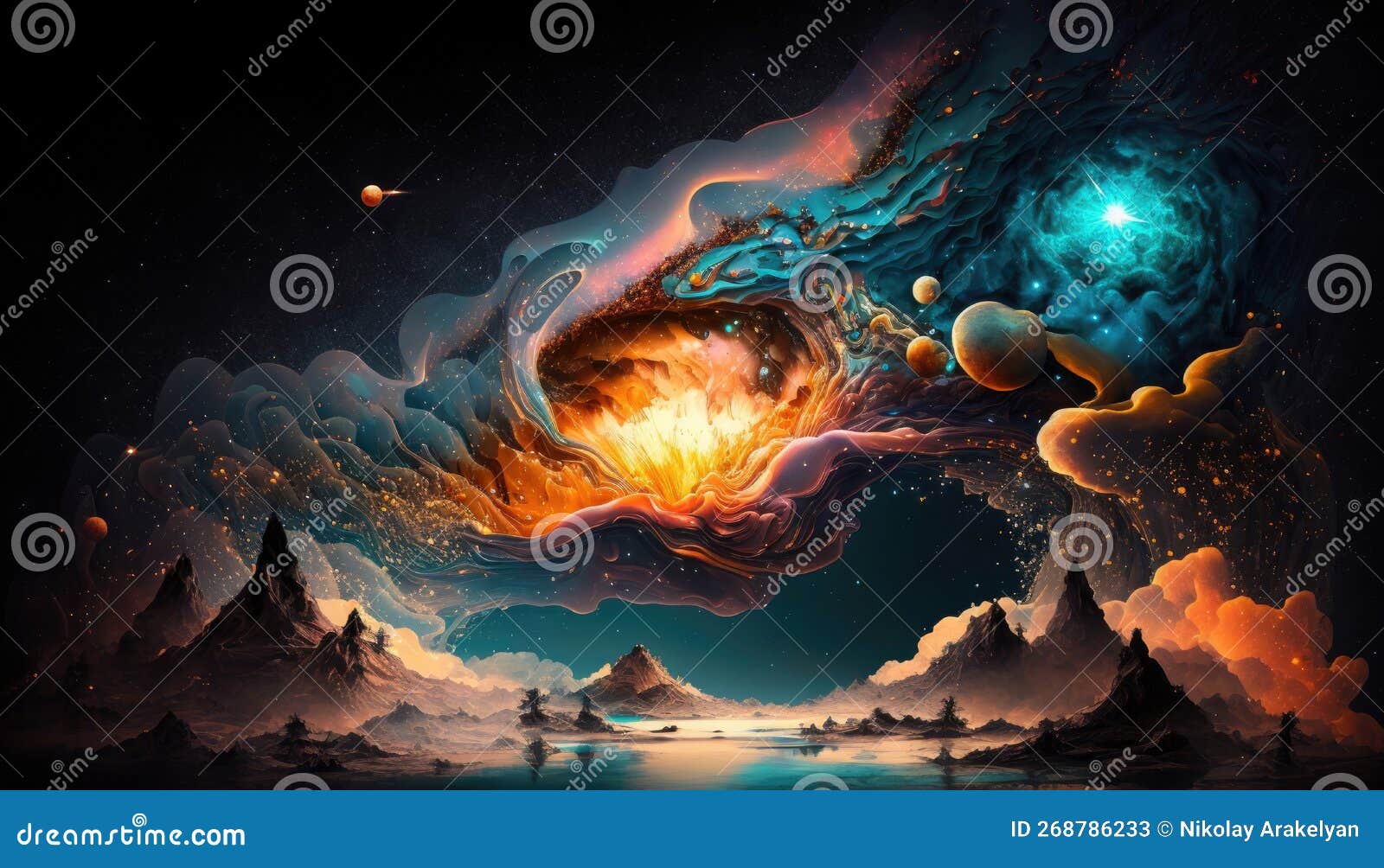 Abstract Outer Space Endless Nebula Galaxy Background, Ai Generative ...