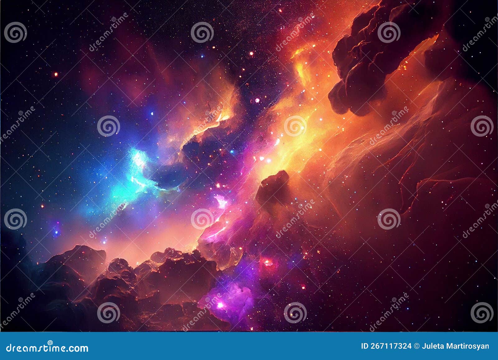 Abstract Outer Space Endless Nebula Galaxy Background. Generative Ai ...