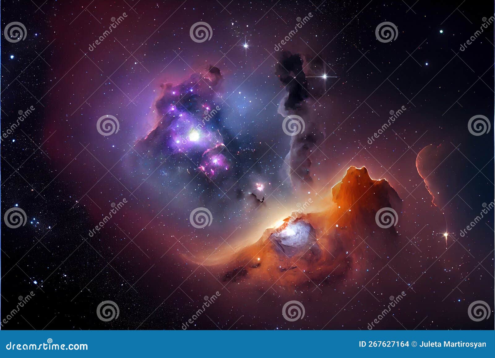 Abstract Outer Space Endless Nebula Galaxy Background. Generative Ai ...
