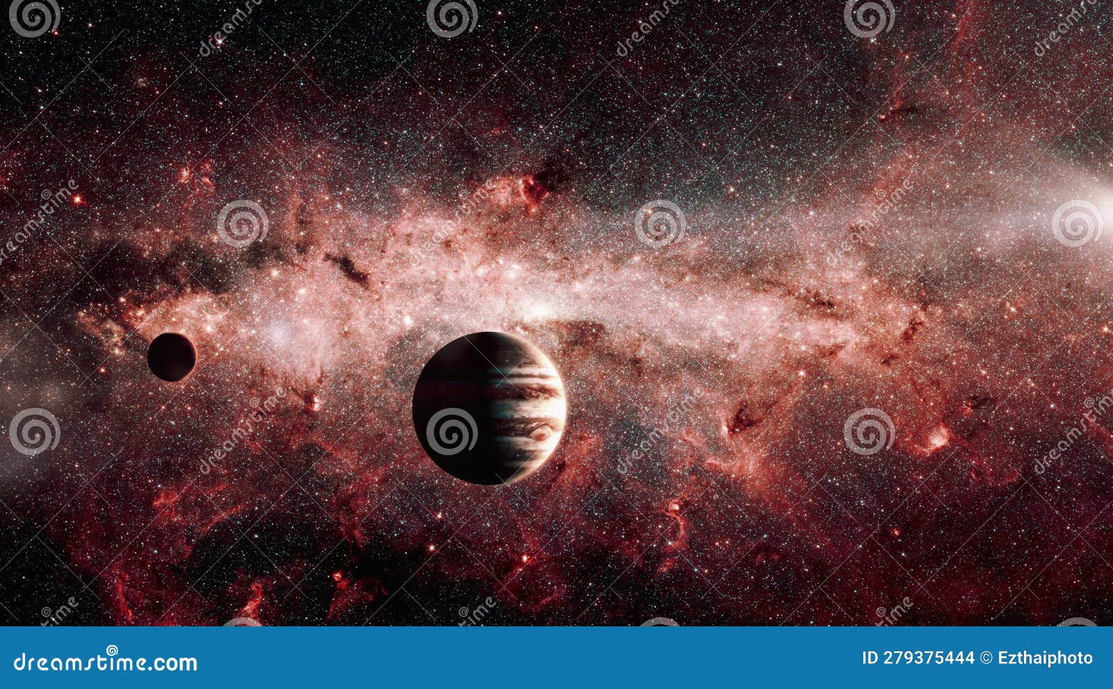 Alien Planets in Galactic Center Milky Way Background Abstract Stock ...