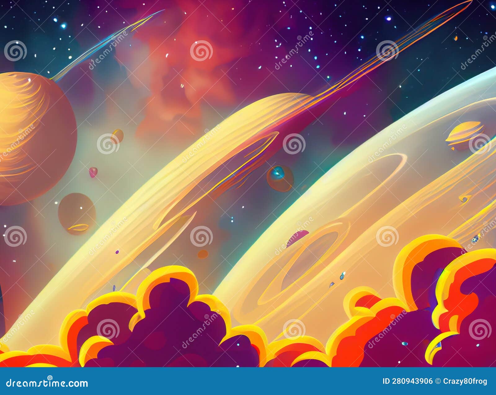 Abstract Outer Space Wallpaper, Cosmos or Space Background in Cartoon ...