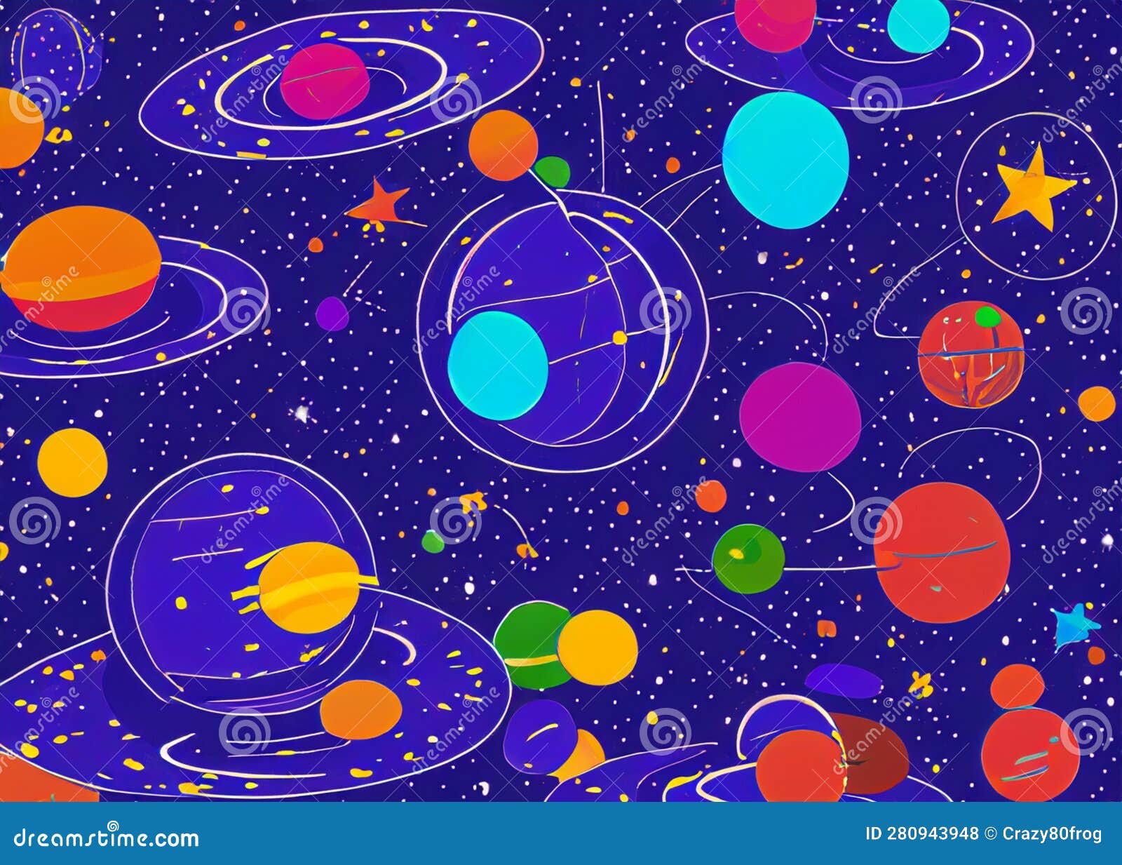 Abstract Outer Space Wallpaper, Cosmos or Space Background in Cartoon ...