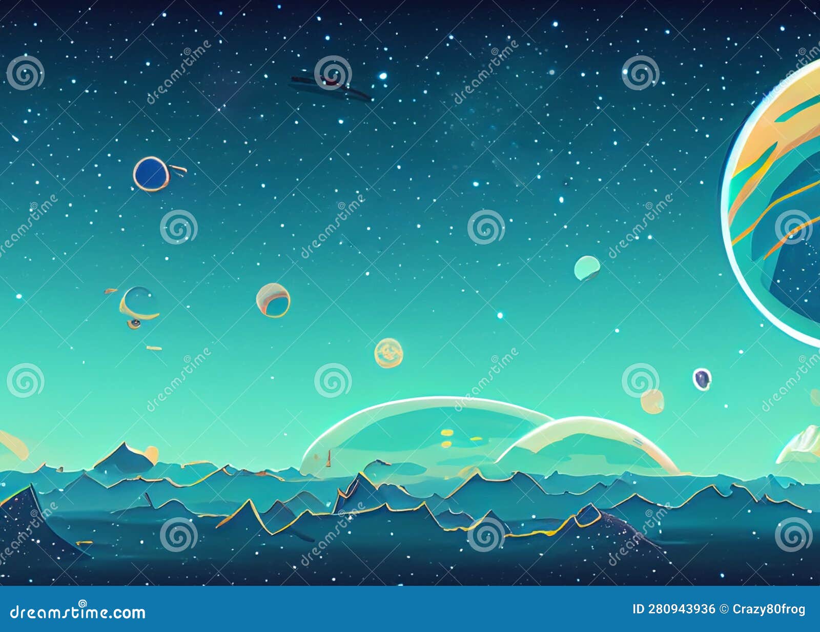 Abstract Outer Space Wallpaper, Cosmos or Space Background in Cartoon ...