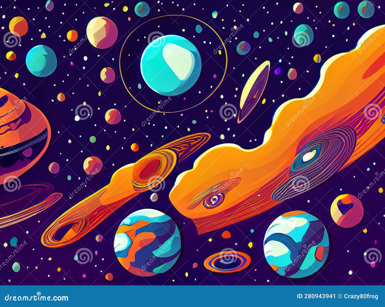 Abstract Outer Space Wallpaper, Cosmos or Space Background in Cartoon ...