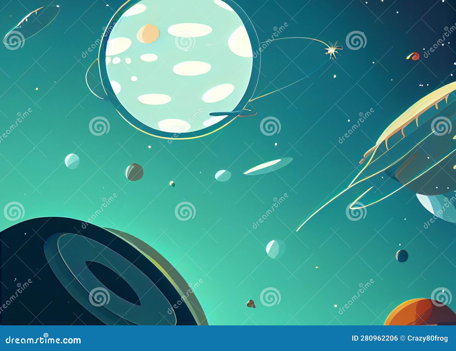 Abstract Outer Space Wallpaper, Cosmos or Space Background in Cartoon ...