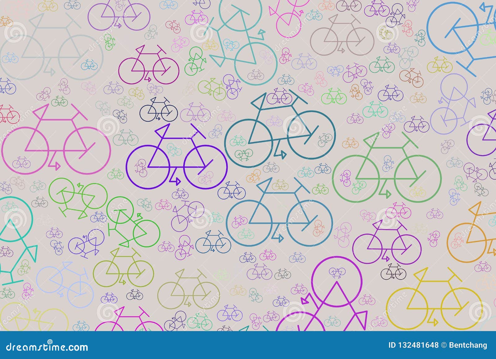 Abstract Outline of Bicycle Illustrations Background. Pattern, Colorful ...