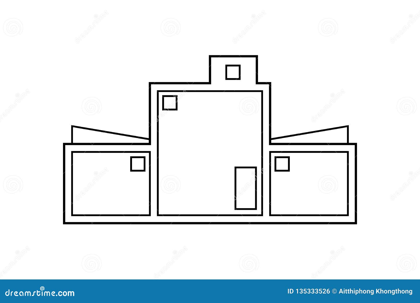 Abstract Outline Drawing, Modern Apartment Building Vector Illustration ...