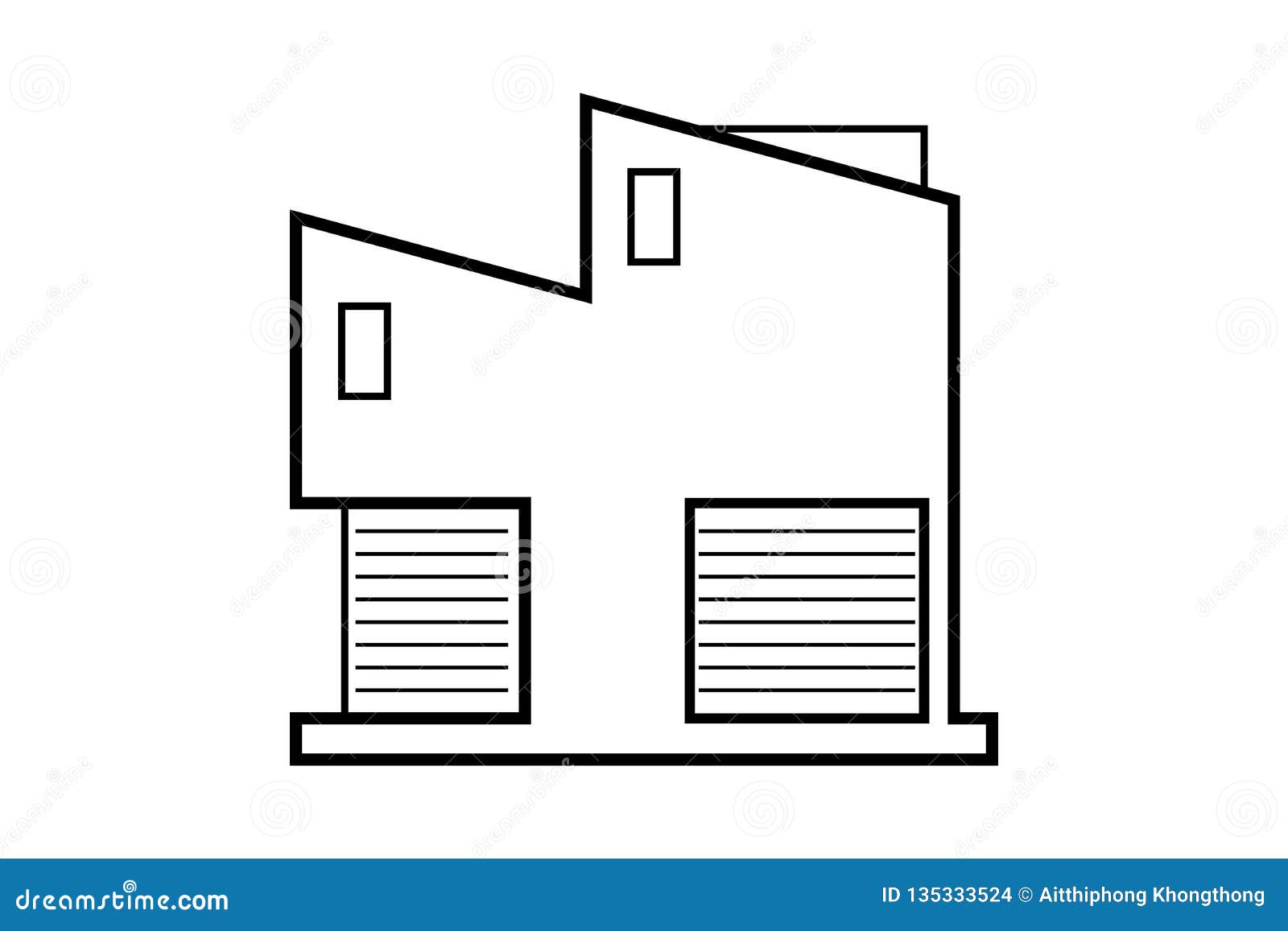 Abstract Outline Drawing, Modern Office Building Vector Illustration ...