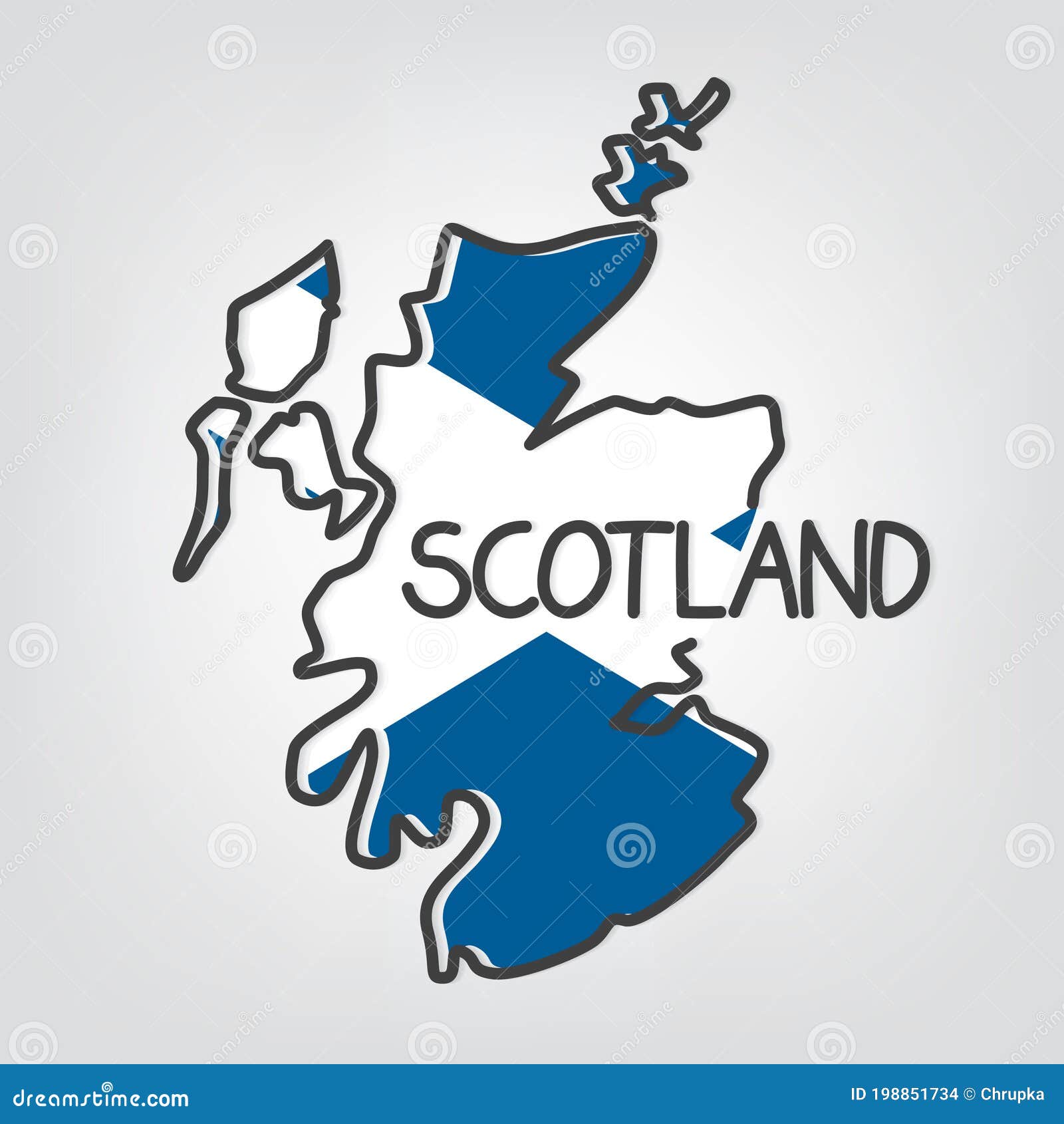 Abstract Outline of Scotland Map Filled with Flag Stock Vector ...