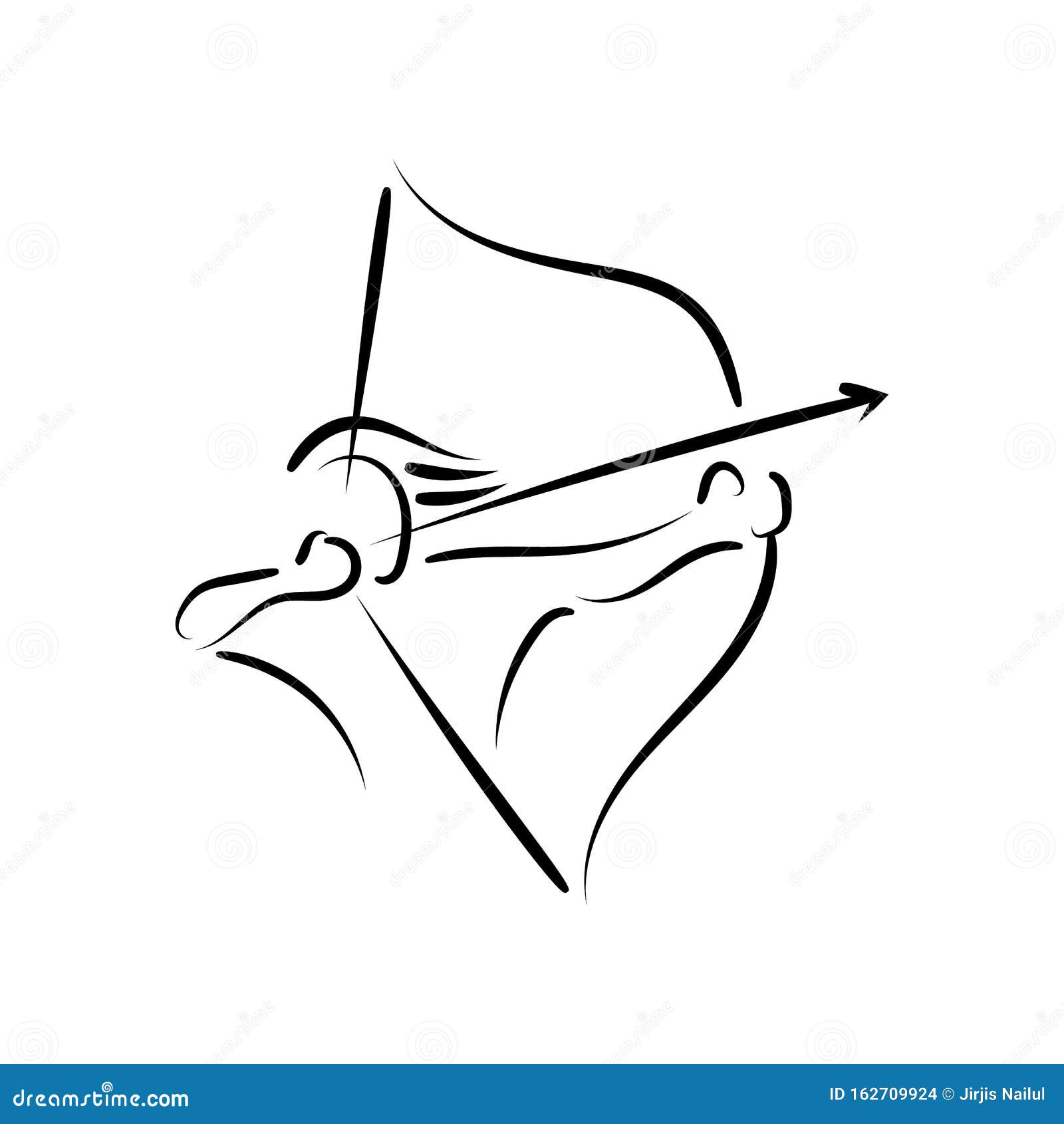 Abstract Outline of Warrior Archer Silhouette Design Image Vector ...