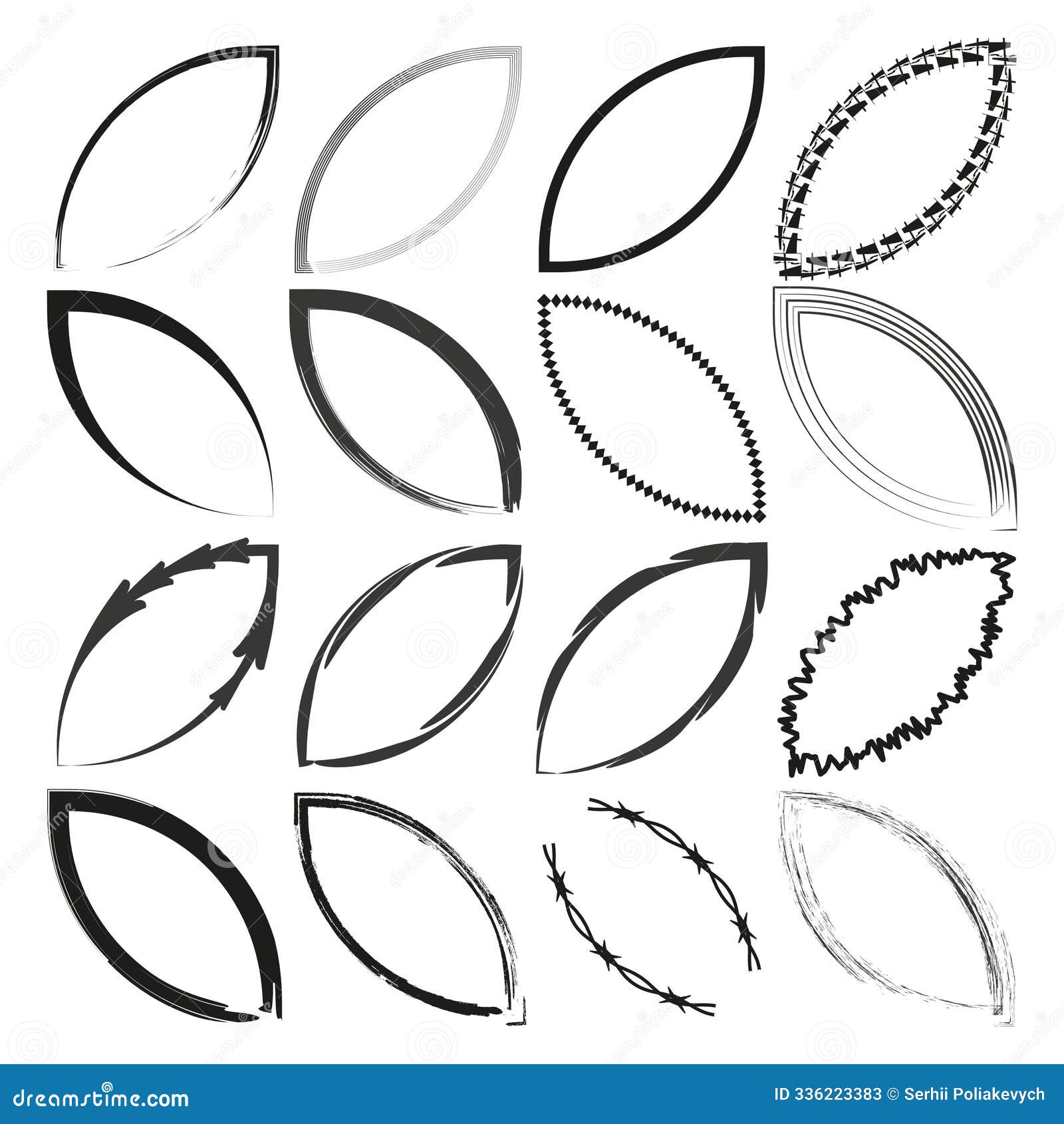 Abstract Oval Frames. Geometric Line Borders. Vector Ellipse Shapes ...