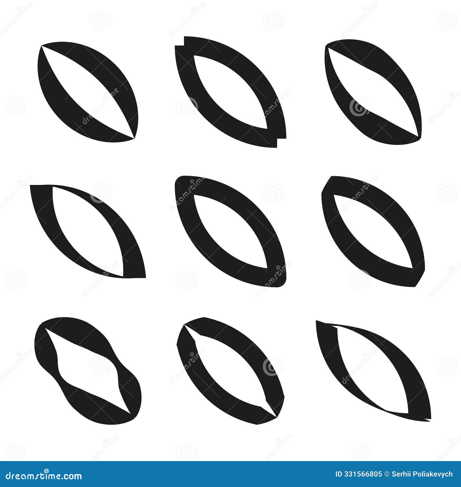 Abstract Oval Shapes. Geometric Cutout Forms. Bold Black Patterns ...