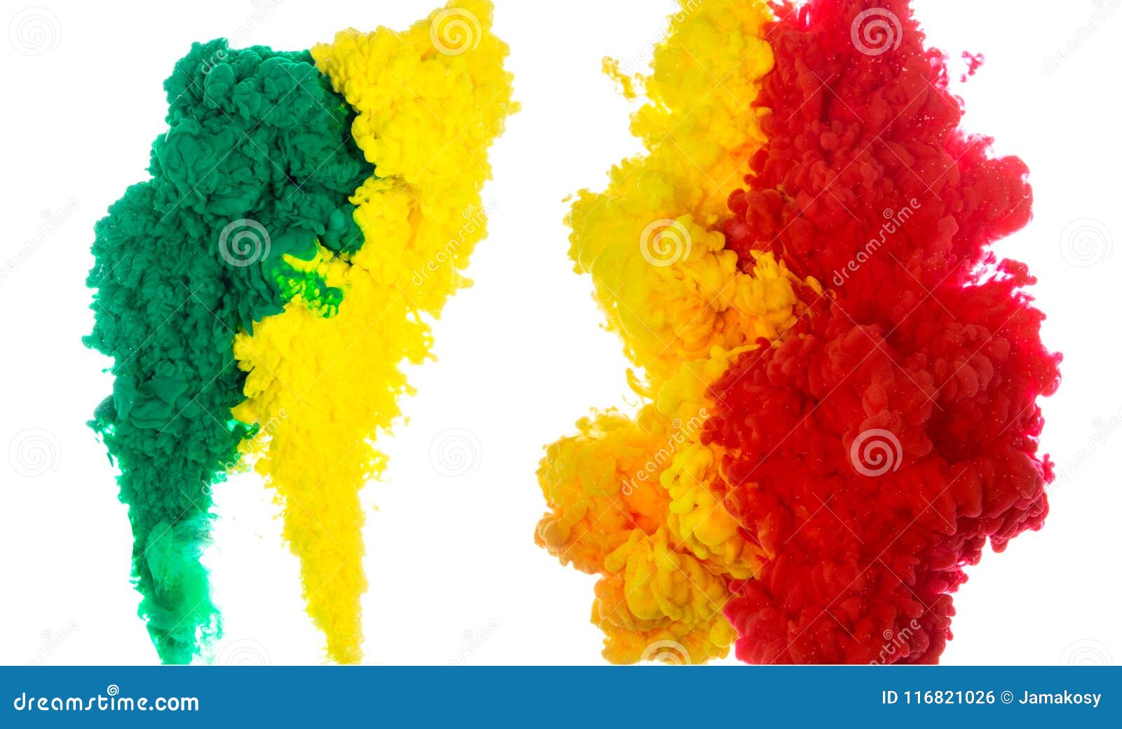 Abstract Paint Background Multi Color Ink Splash in the Water Isolated ...