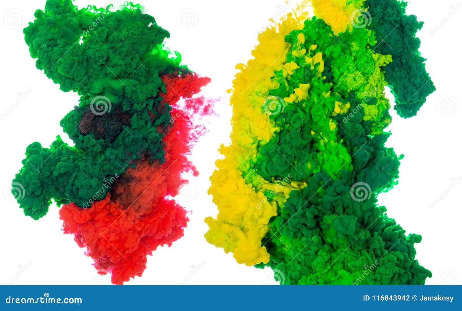 Abstract Paint Background Multi Color Ink Splash in the Water Isolated ...