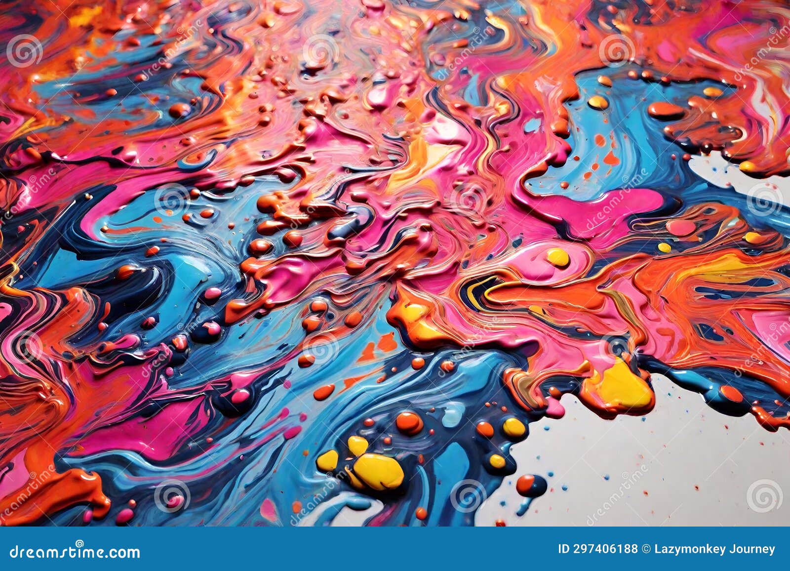 Abstract Paint Ink, Psychedelic Background. Colorful Spots on Water ...