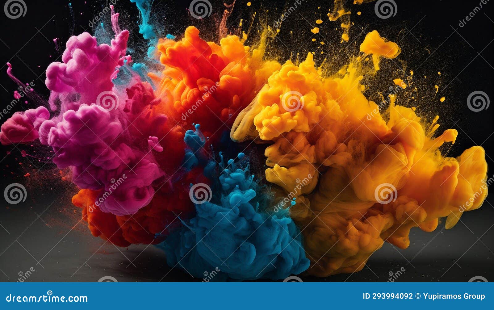 Abstract Paint in Motion, Colors Exploding, Wave of Water Blue ...