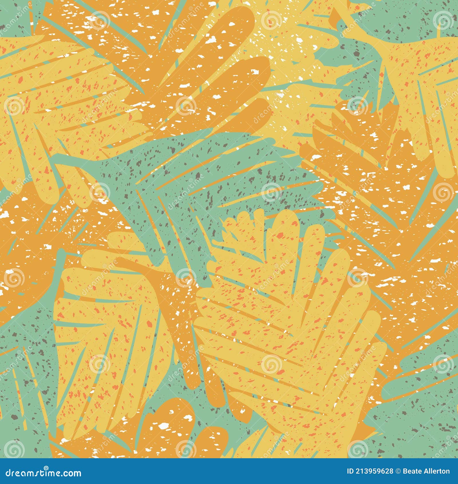 Abstract Paint Spatter Tropical Leaves Seamless Vector Pattern ...