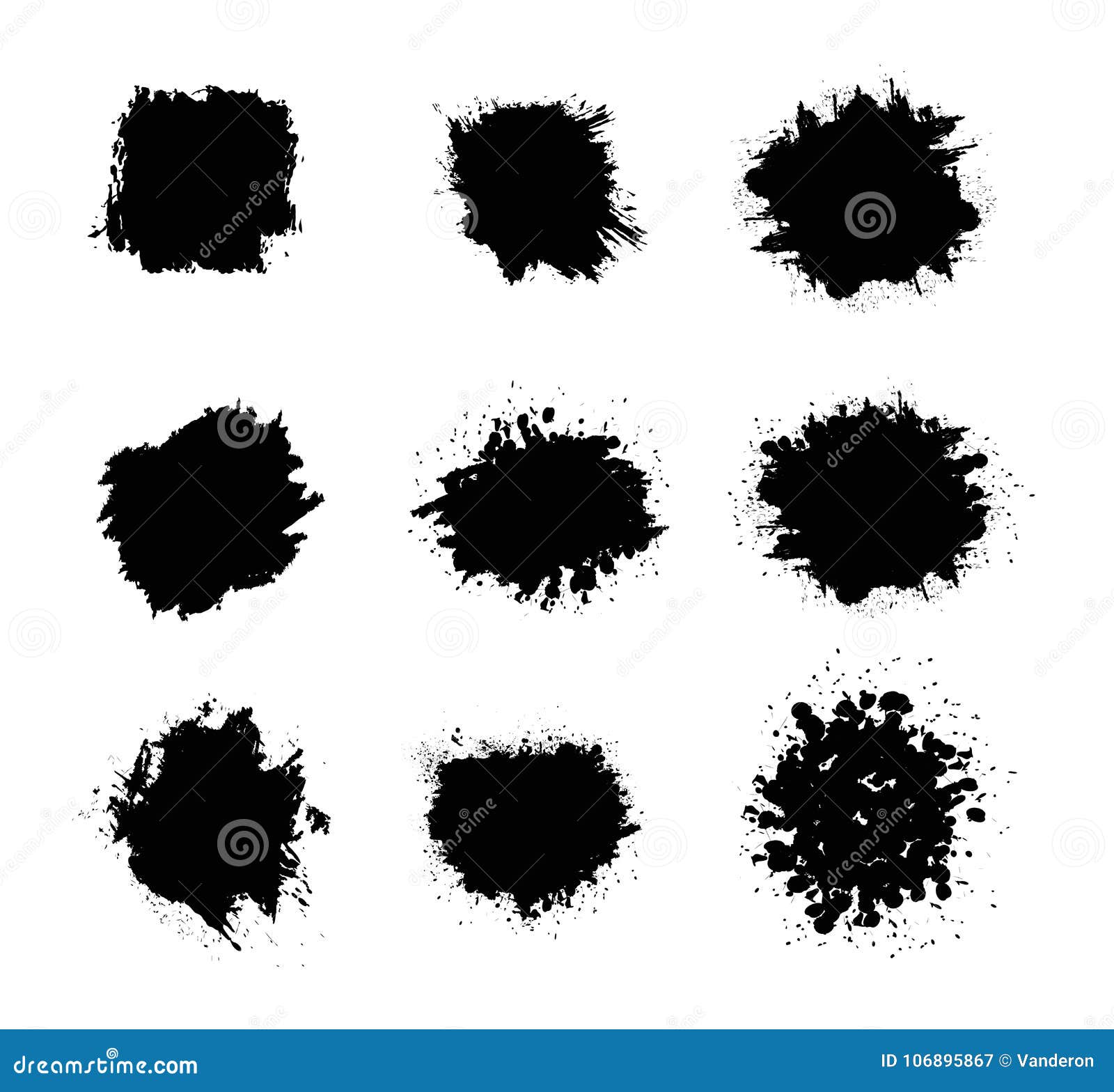 Abstract Paint Splashes Set for Design Use. Splatter Template Set ...