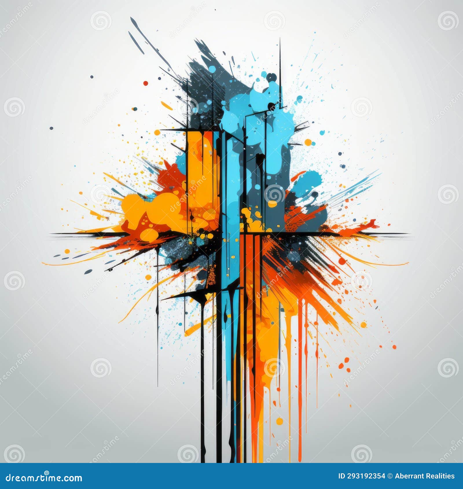 Abstract Paint Splatters on a White Background Stock Illustration ...