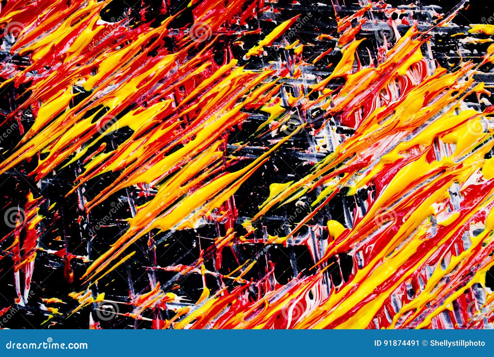 Abstract Paint Streaks and Marks on Black Background Stock Image ...