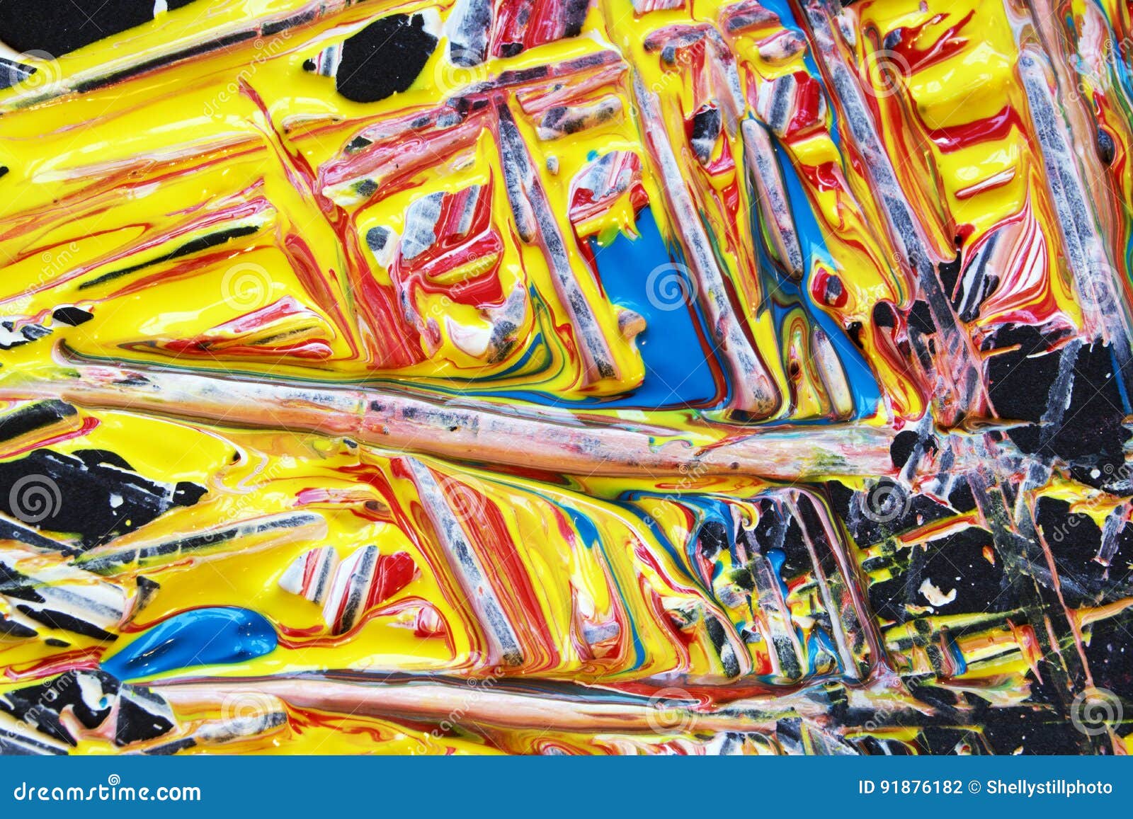 Abstract Paint Streaks and Marks on Black Background Stock Photo ...