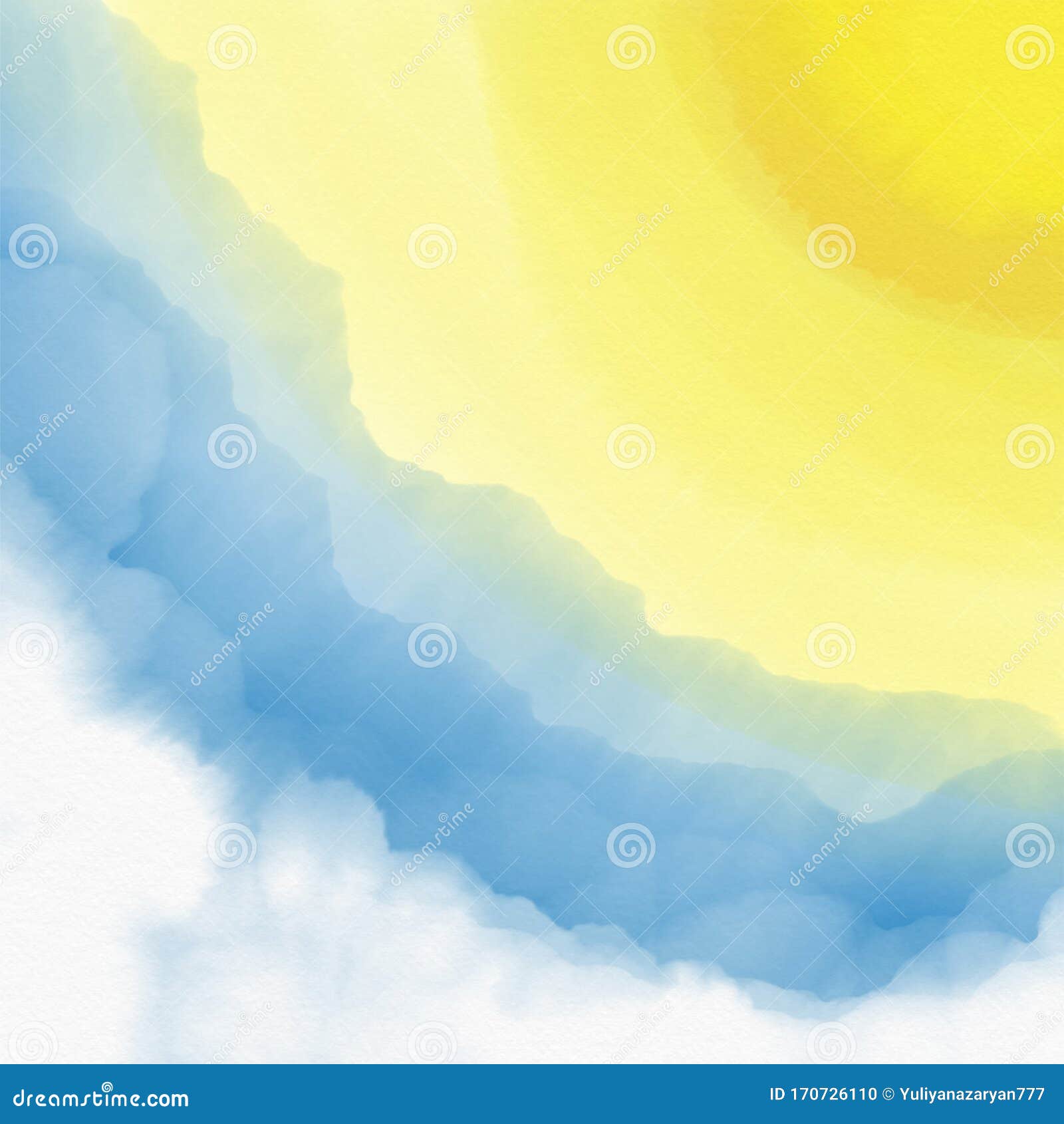 Abstract Painted Watercolor Background Clouds, Sun Blots and Splatters ...