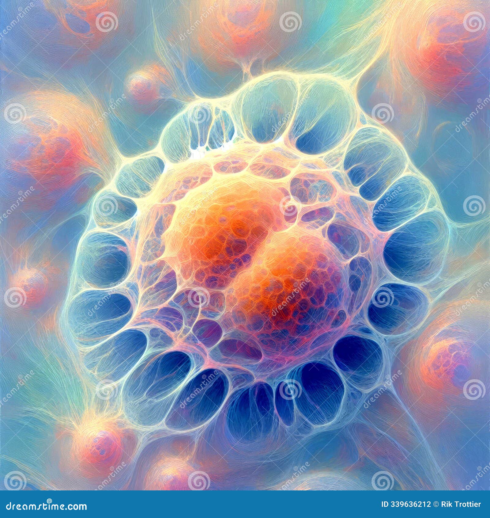 A Cell Division Process - Lone Cell Preparing To Divide Stock ...