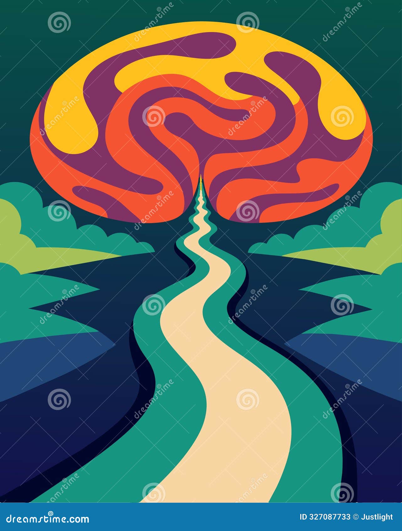 An Abstract Painting of a Brain with Each Pathway Painted in Distorted ...